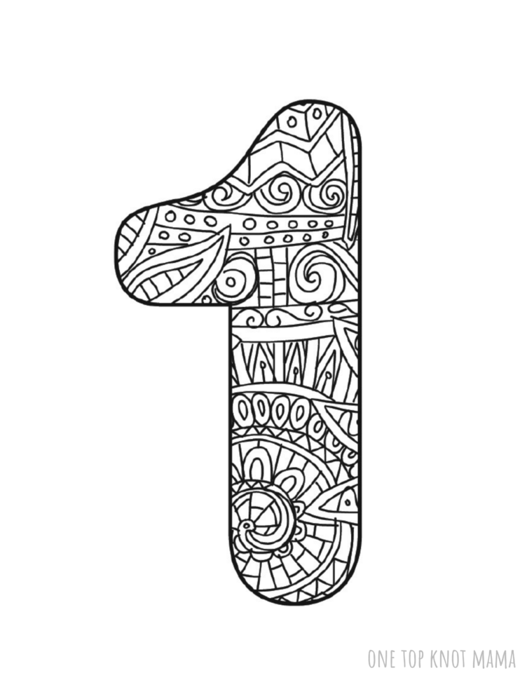 Free Coloring Pages Numbers 1-9 ⋆ One Top Knot Mama
