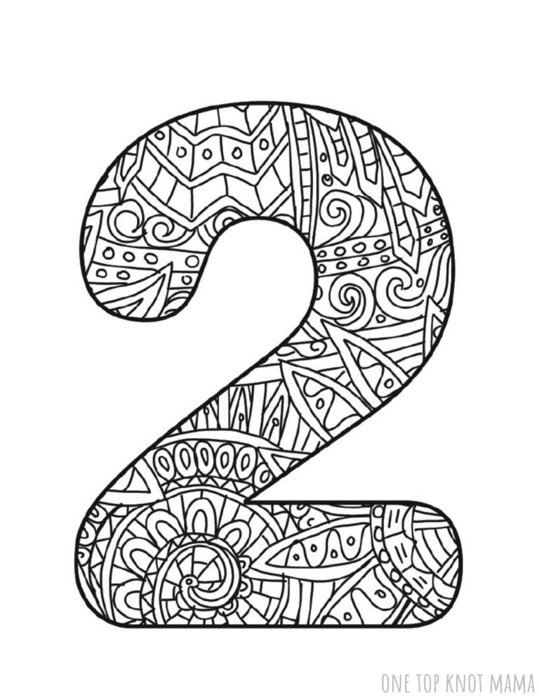 Free Coloring Pages Numbers 1-9 ⋆ One Top Knot Mama
