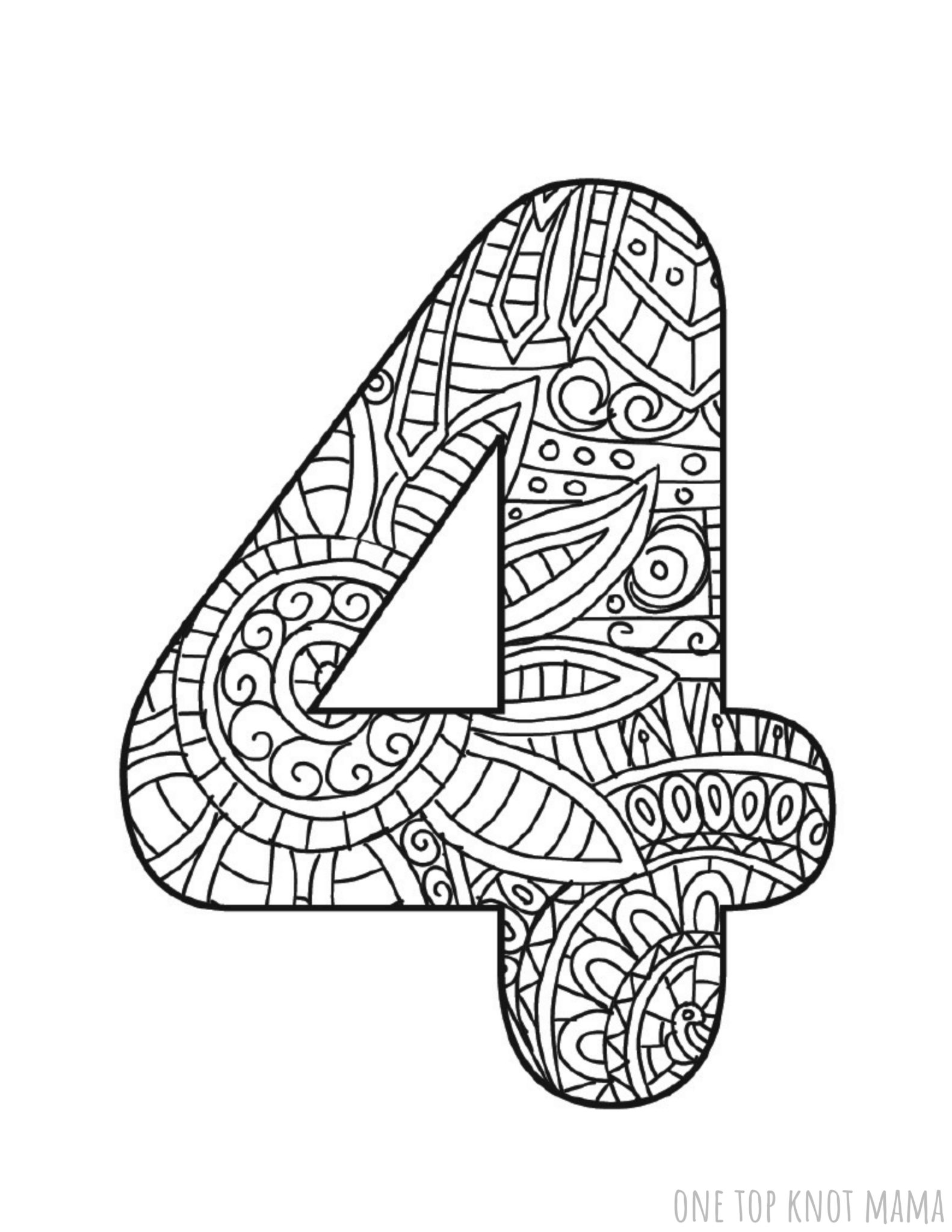 Free Coloring Pages Numbers 1-9 ⋆ One Top Knot Mama