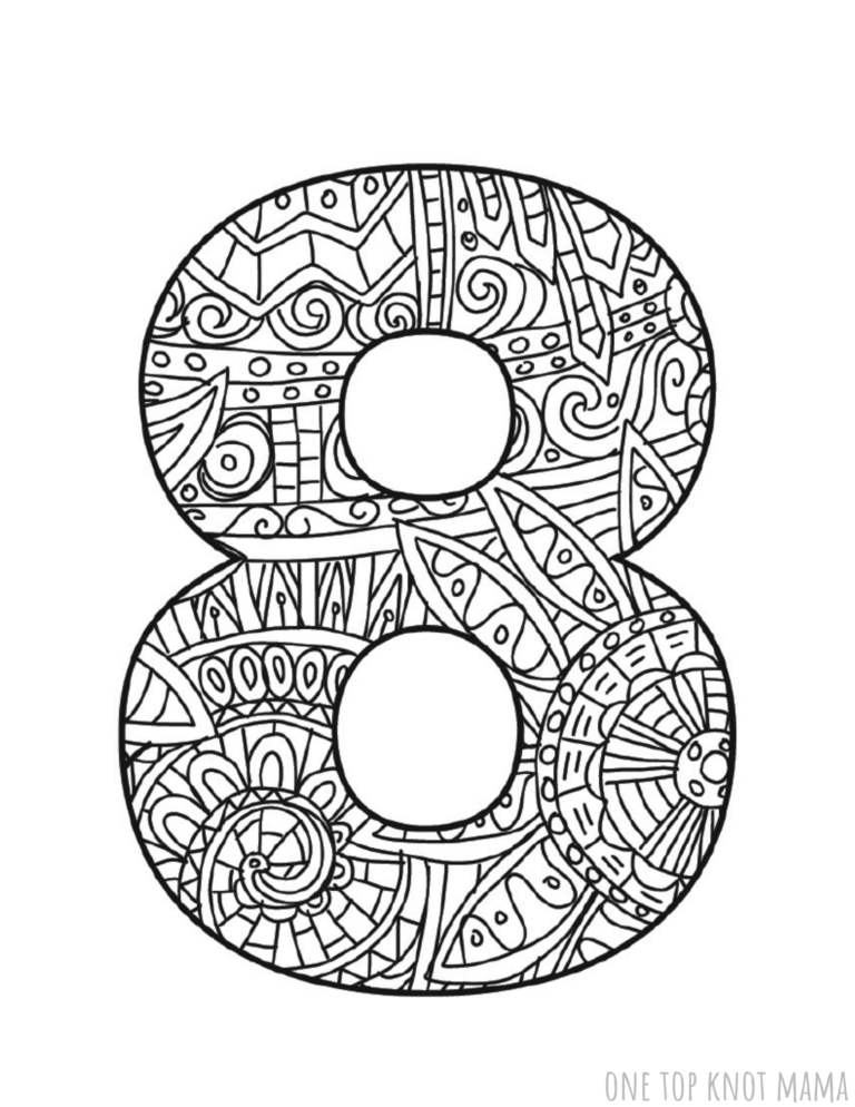 Free Coloring Pages Numbers 1-9 ⋆ One Top Knot Mama