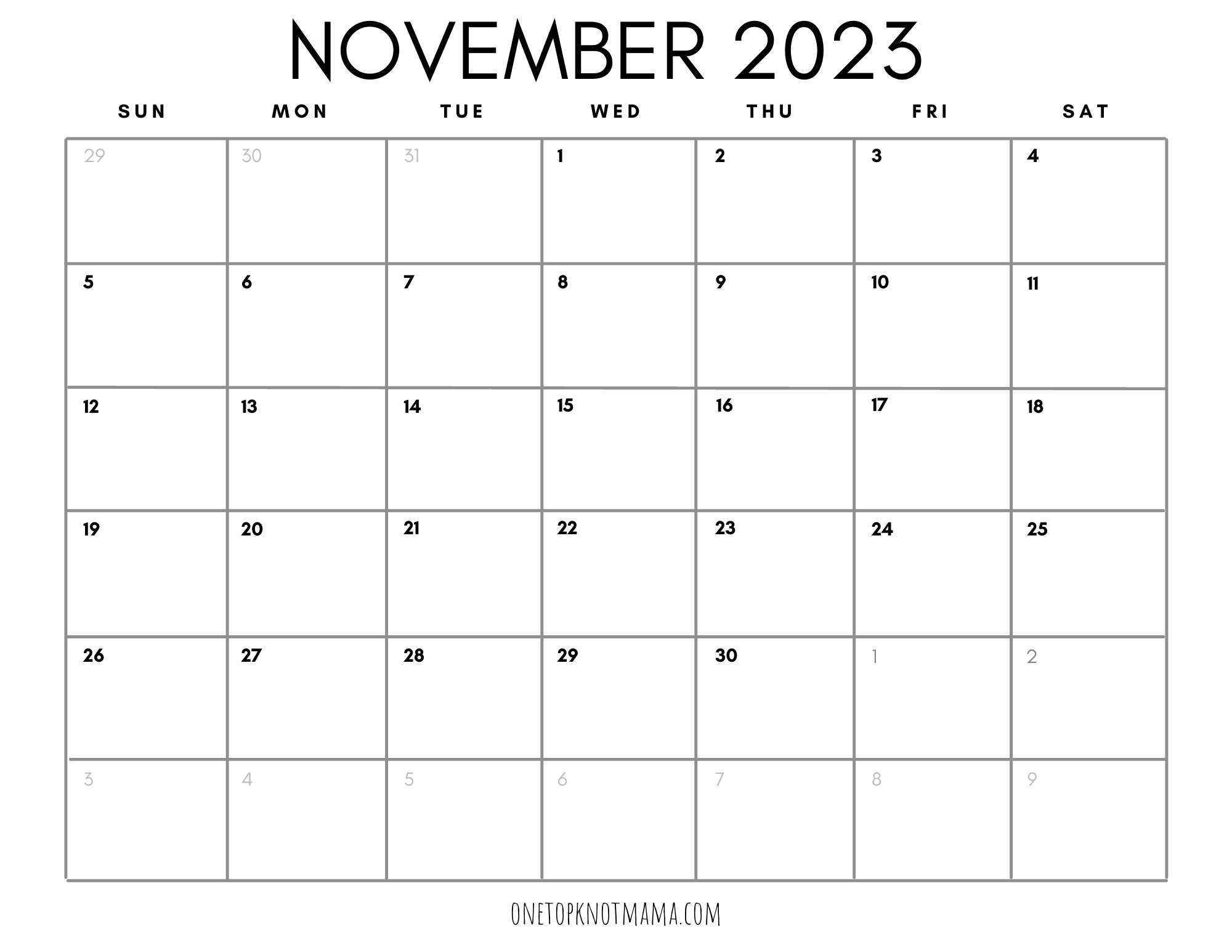 Free Printable 2023 Calendar Monthly Templates ⋆ One Top Knot Mama