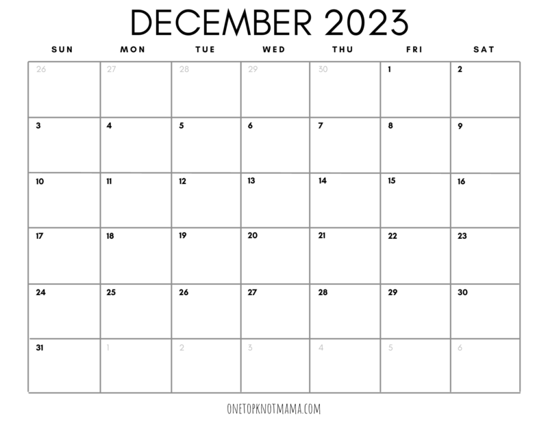 Free Printable 2023 Calendar Monthly Templates ⋆ One Top Knot Mama