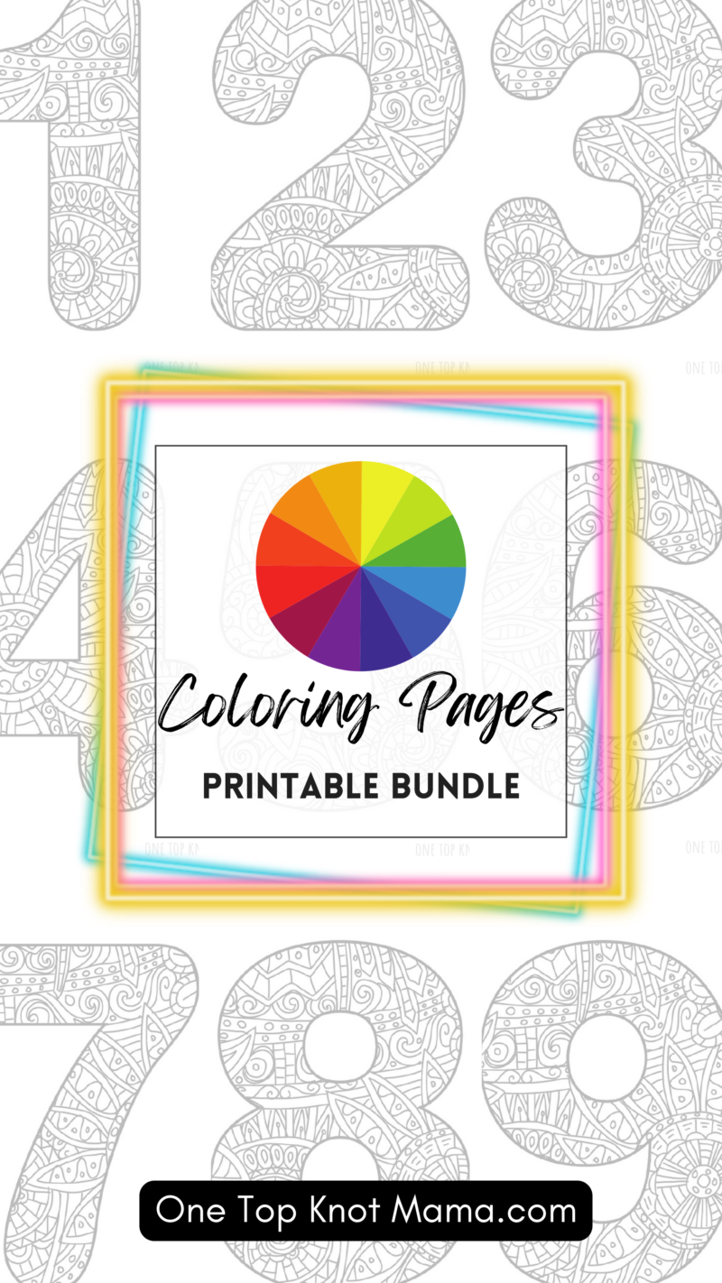 Free Coloring Pages Numbers 1-9 ⋆ One Top Knot Mama