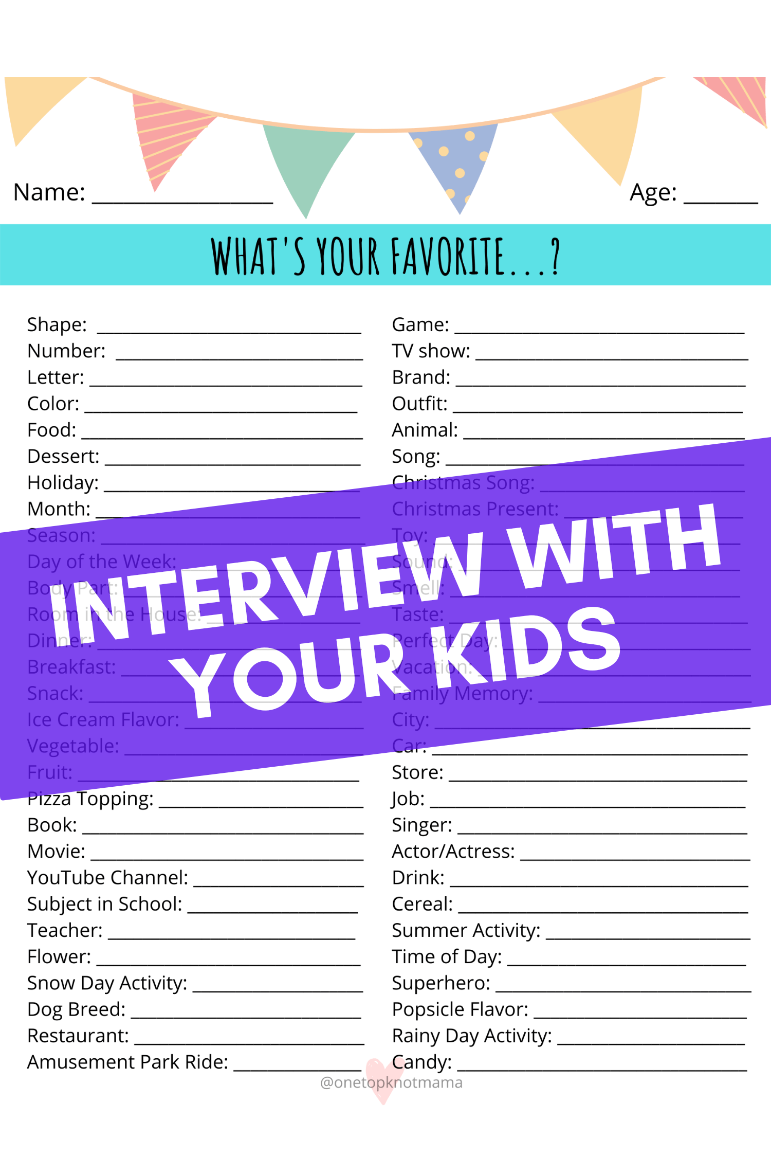 How to Really Get to Know Your Kids (FREE PRINTABLE) • One Top Knot Mama