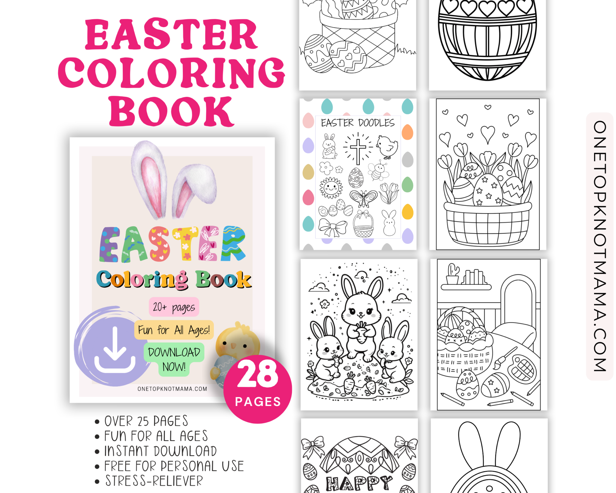 Celebrate Easter with this Free 25-Page Coloring Book Printable ⋆ One ...