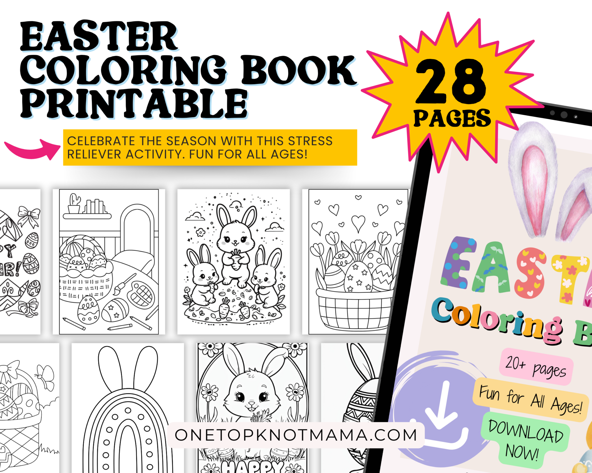 Celebrate Easter with this Free 25-Page Coloring Book Printable ⋆ One ...
